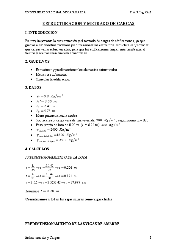 (DOC) ESTRUCTURACION Y METRADO DE CARGAS