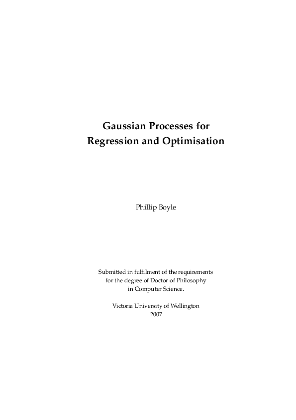 (PDF) Gaussian Processes for Regression and Optimisation