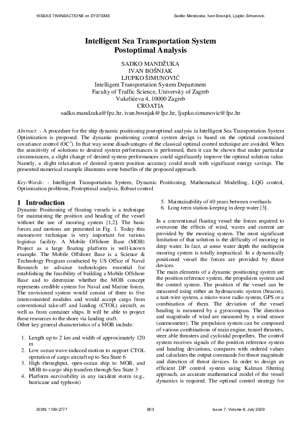 (PDF) Intelligent Sea Transportation System Postoptimal Analysis