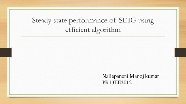 Ppt Steady State Performance Of Seig Using Efficient Algorithm
