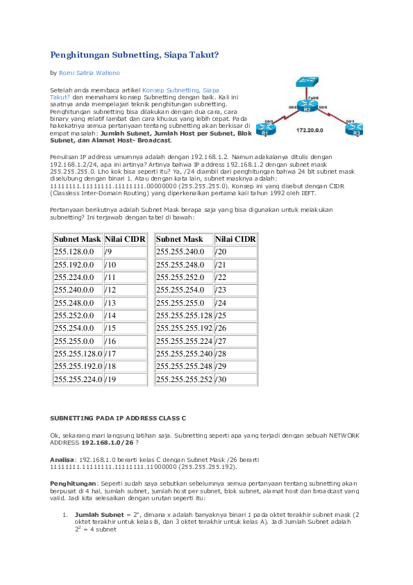 (DOC) Penghitungan Subnetting