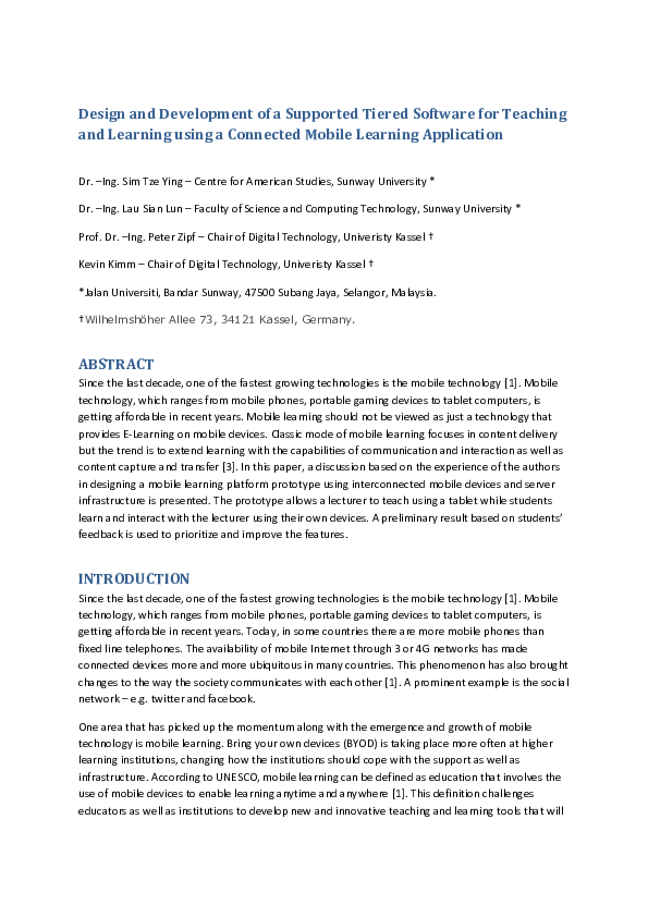 Pdf Design And Development Of A Supported Tiered Software For Teaching And Learning Using A