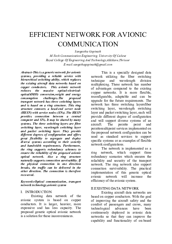 (PDF) EFFICIENT NETWORK FOR AVIONIC COMMUNICATION