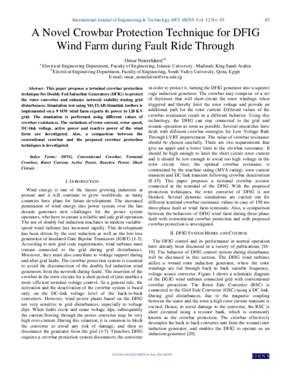(PDF) An Overview of Control Method with Various Crowbar Techniques of Wind Turbines during ...