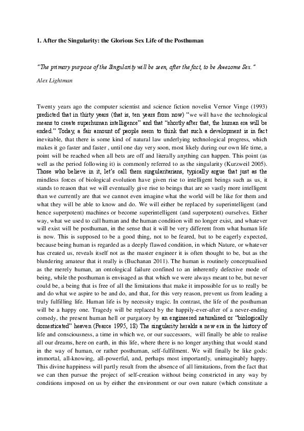 (PDF) Sex and the Posthuman Condition