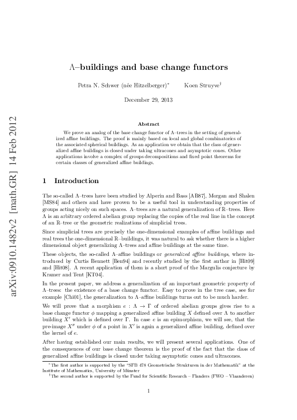 (PDF) Lambda$-buildings and base change functors