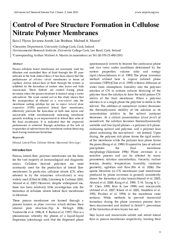 (PDF) Control of Pore Structure Formation in Cellulose Nitrate Polymer ...