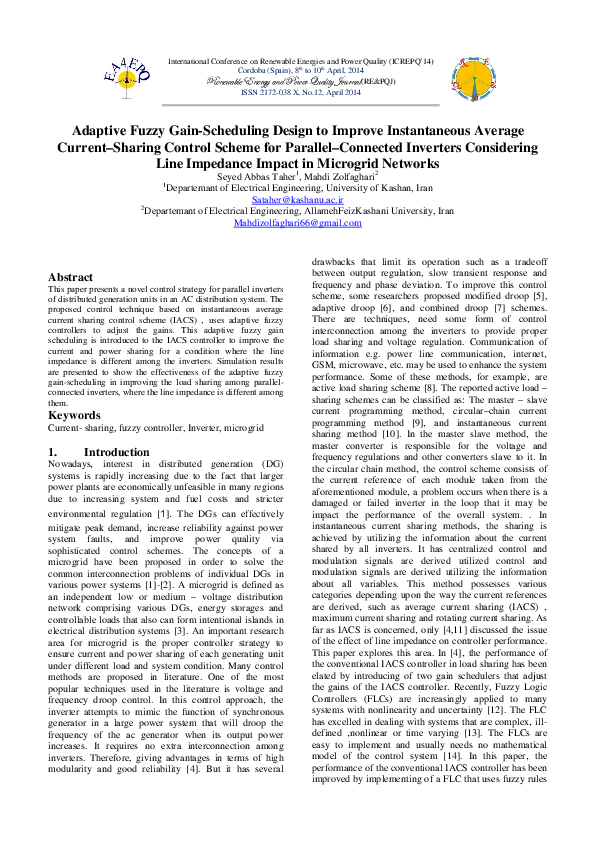 (PDF) Adaptive Fuzzy Gain-Scheduling Design to Improve Instantaneous Average Current–Sharing ...