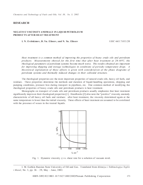 (PDF) Negative Viscosity Anomaly of Liquid Petroleum Products after ...