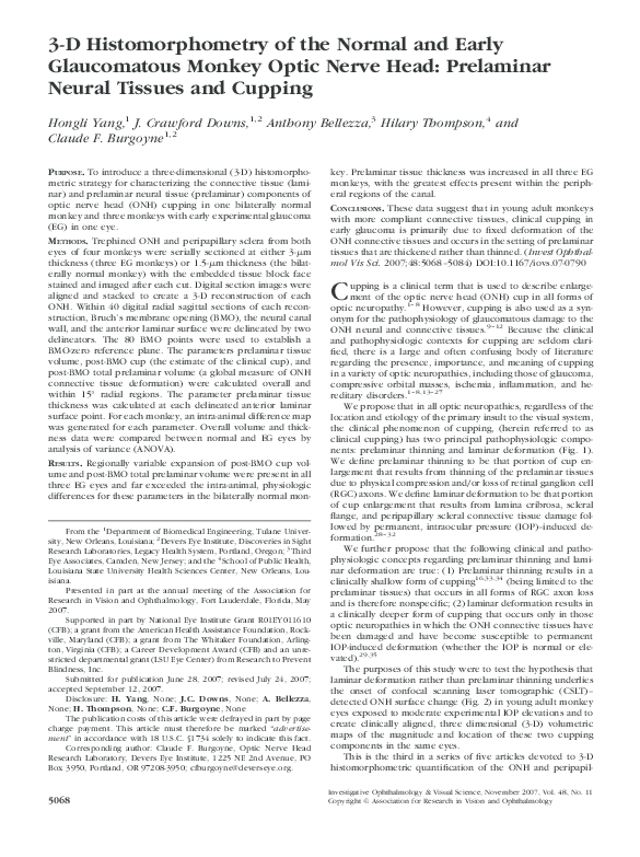 (PDF) 3-D Histomorphometry of the Normal and Early Glaucomatous Monkey ...