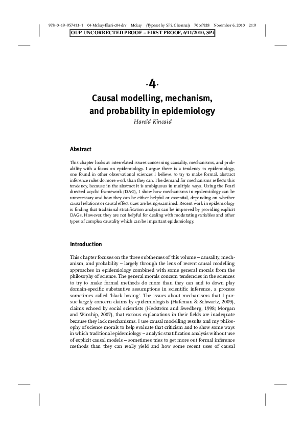 (PDF) Causal modelling, mechanism, and probability in epidemiology