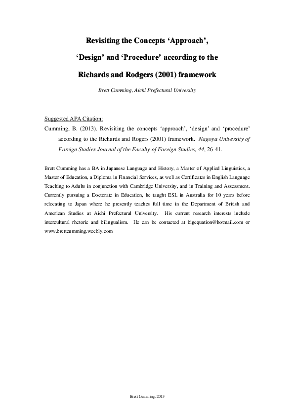 (PDF) Revisiting the Concepts 'Approach', 'Design' and 'Procedure ...