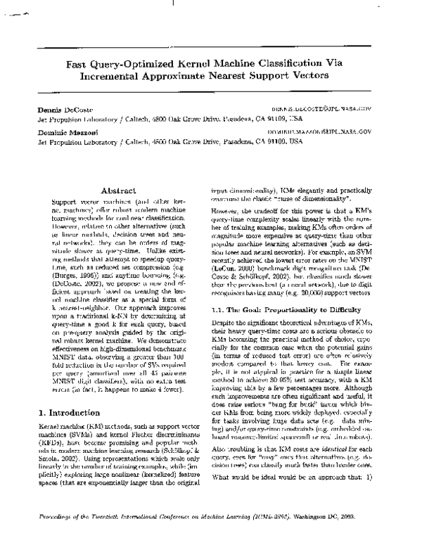 (PDF) Fast Query-Optimized Kernel Machine Classification Via Incremental Approximate Nearest ...