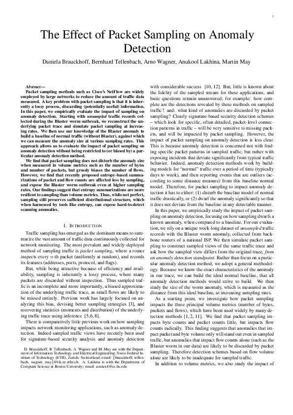 (PDF) The Effect of Packet Sampling on Anomaly Detection