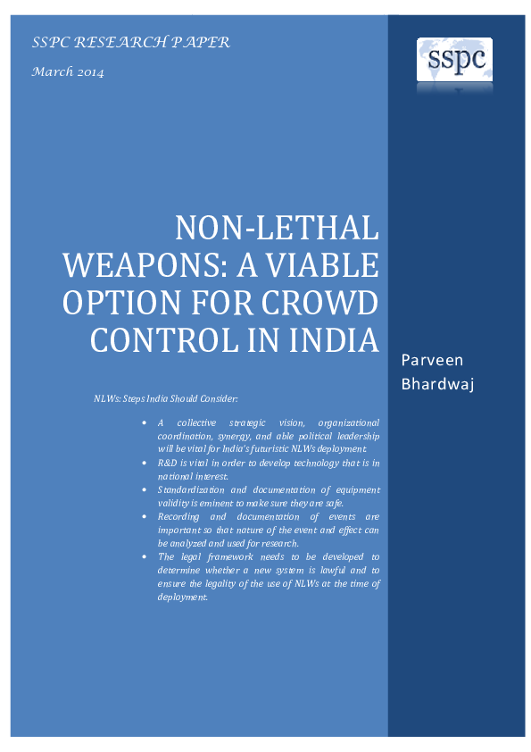 (PDF) Non-Lethal Weapons: A Viable Option for Crowd Control in India