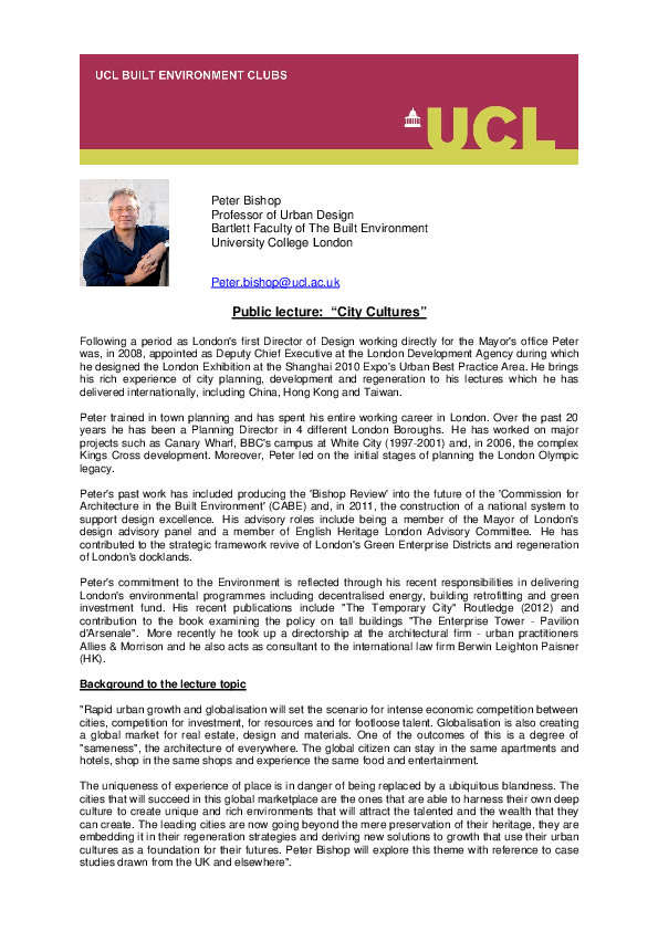 (PDF) Peter Bishop Professor of Urban Design