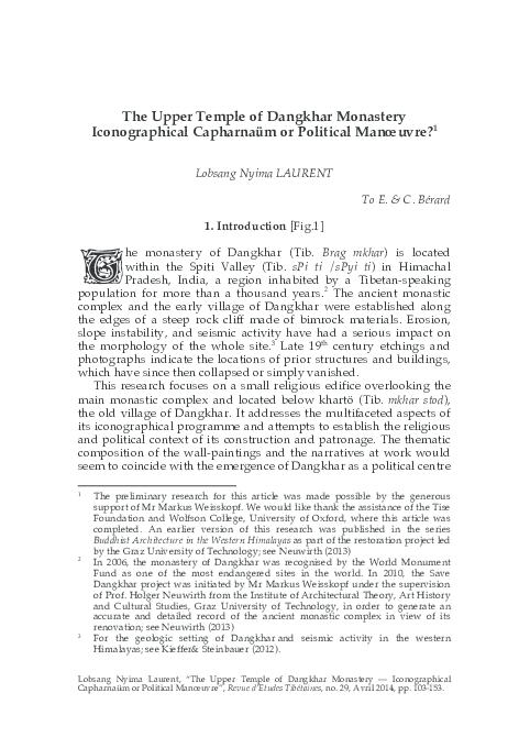 (PDF) The Upper Temple of Dangkhar Monastery: Iconographical Capharnaüm ...
