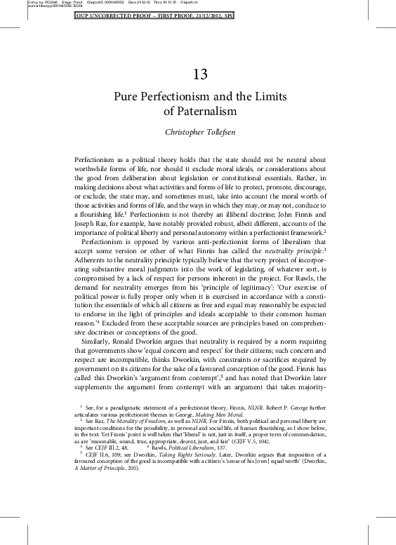 (PDF) Pure Perfectionism and the Limits of Paternalism