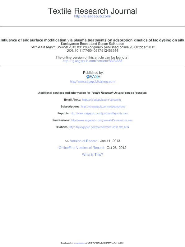 (PDF) Textile Research Journels 2013