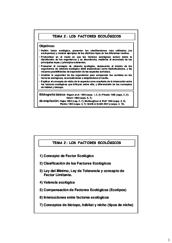 (PDF) TEMA 2: LOS FACTORES ECOLÓGICOS