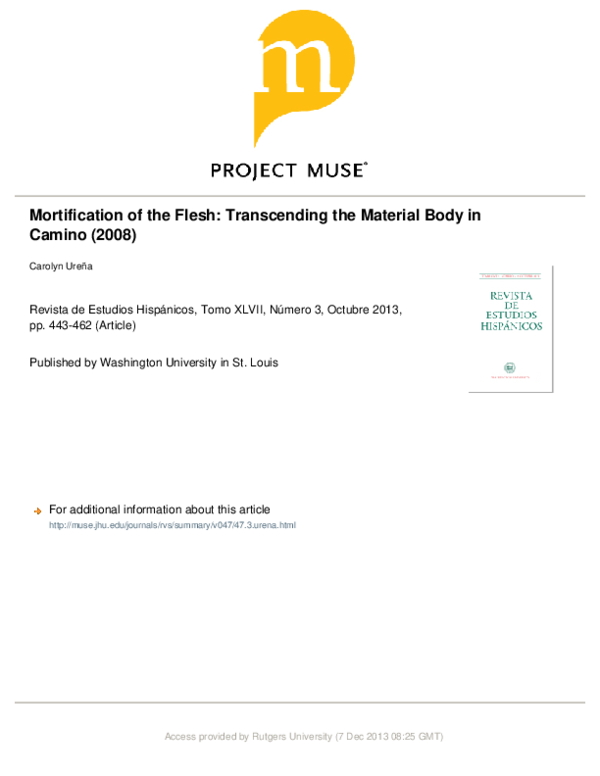(PDF) Mortification of the Flesh: Transcending the Material Body in ...