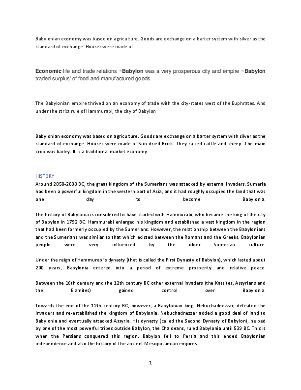 (DOC) Babylonian economy was based