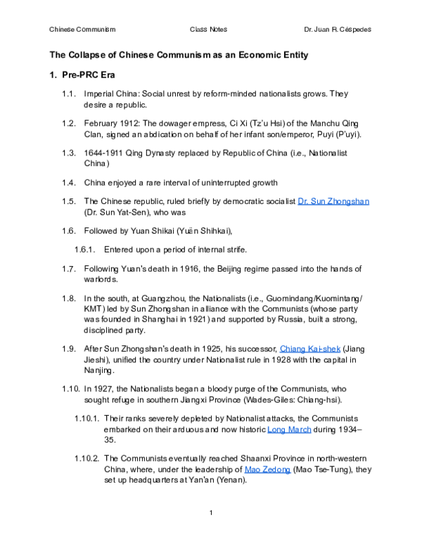 (PDF) The Collapse of Communism in China as an Economic Philosophy