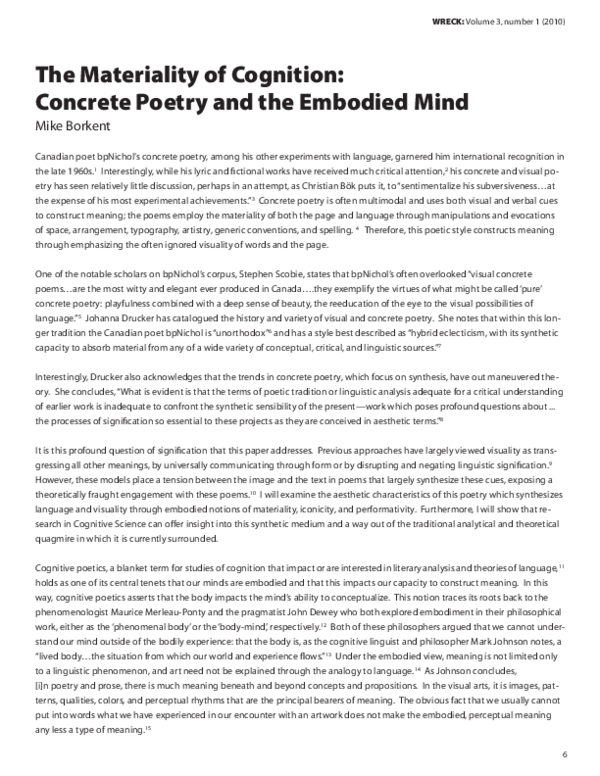 (PDF) The Materiality of Cognition: Concrete Poetry and the Embodied Mind