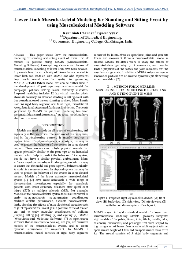 (PDF) Lower Limb Musculoskeletal Modeling for Standing and Sitting ...