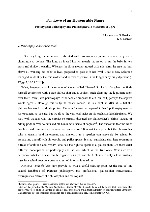 For love of an honourable name. Prototypical philosophy and ...