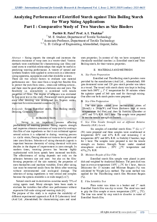 (PDF) Analyzing Performance of Esterified Starch against Thin Boiling ...