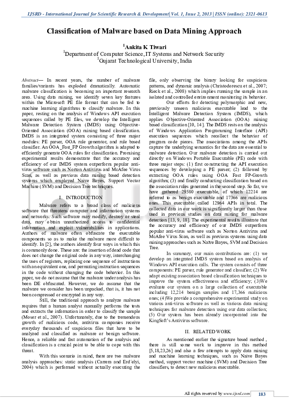 (PDF) Classification of Malware based on Data Mining Approach