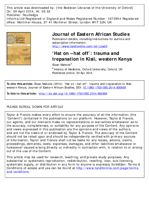(PDF) Journal of Eastern African Studies 'Hat on – hat off': trauma and ...