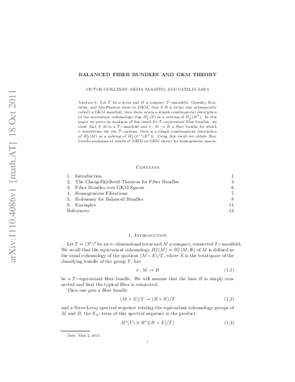 (PDF) Balanced fiber bundles and GKM theory