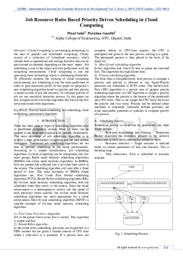 (PDF) Job Resource Ratio Based Priority Driven Scheduling in Cloud Computing
