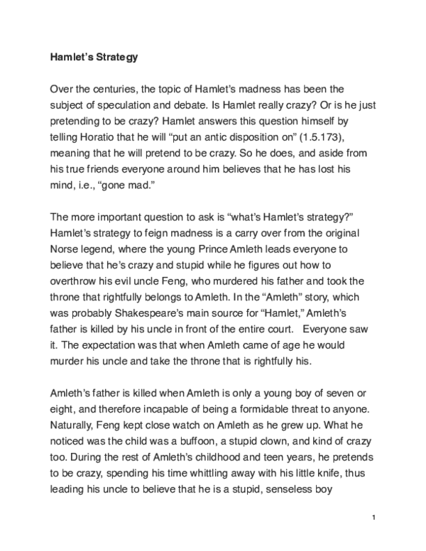 (PDF) Hamlet's Strategy