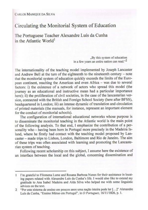 (PDF) Circulating the Monitorial System of Education. The Portuguese ...