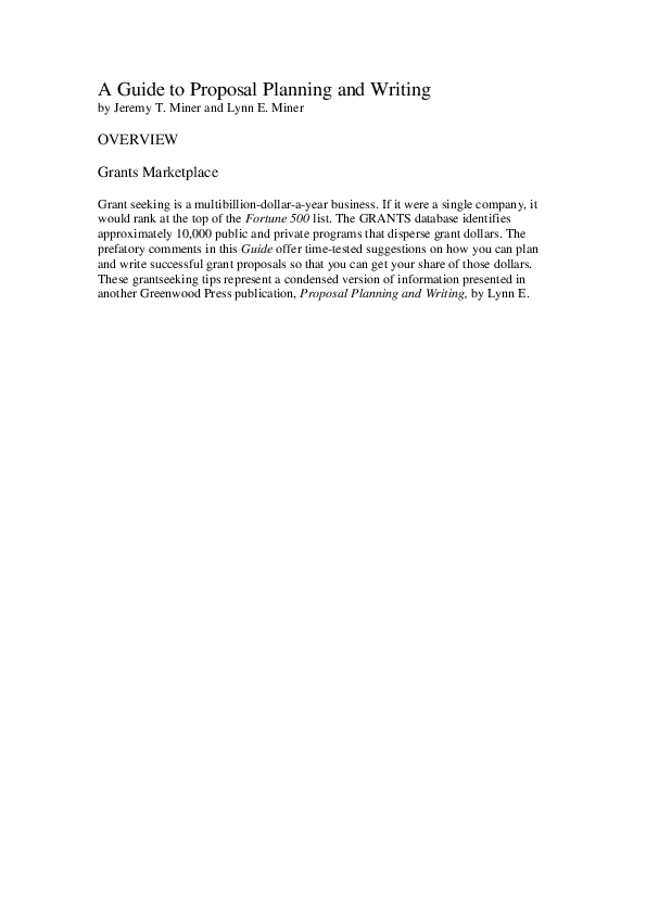 (DOC) A Guide to Proposal Planning and Writing