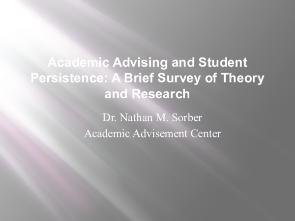 (PPT) Academic Advising and Student Persistence