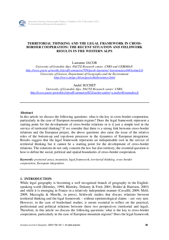 (PDF) Territorial Thinking and the Legal Framework in Cross-Border ...