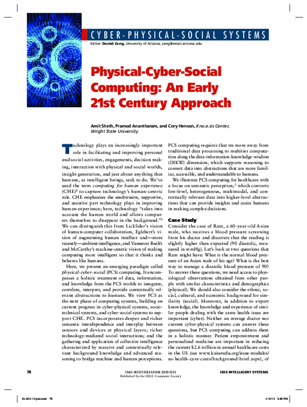 (PDF) Physical-Cyber-Social Computing: An Early 21st Century Approach