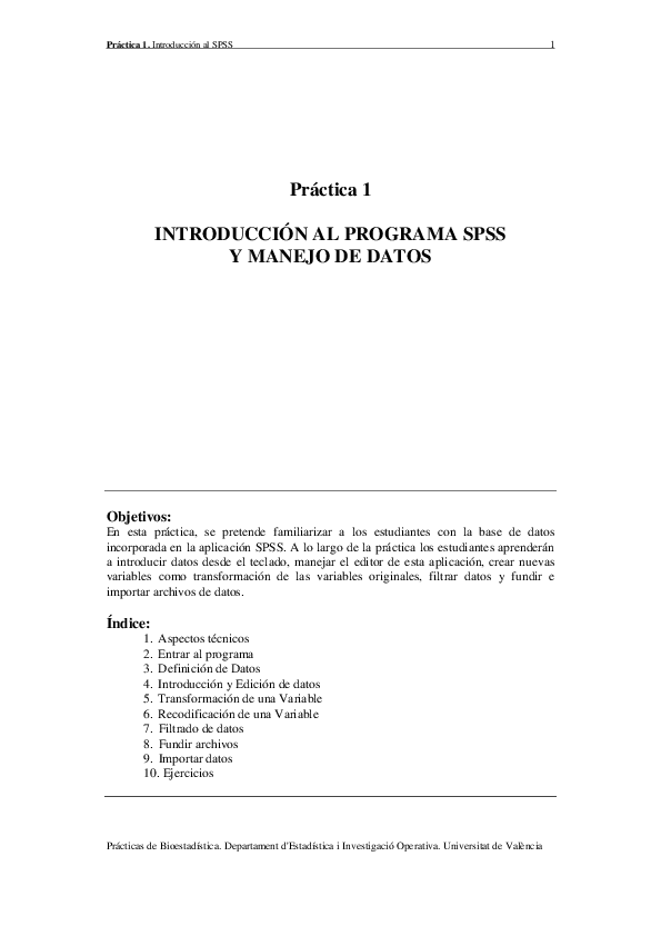 (PDF) INTRODUCCIÓN AL PROGRAMA SPSS Y MANEJO DE DATOS