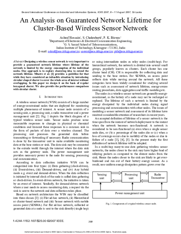 Pdf An Analysis On Guaranteed Network Lifetime For Cluster Based