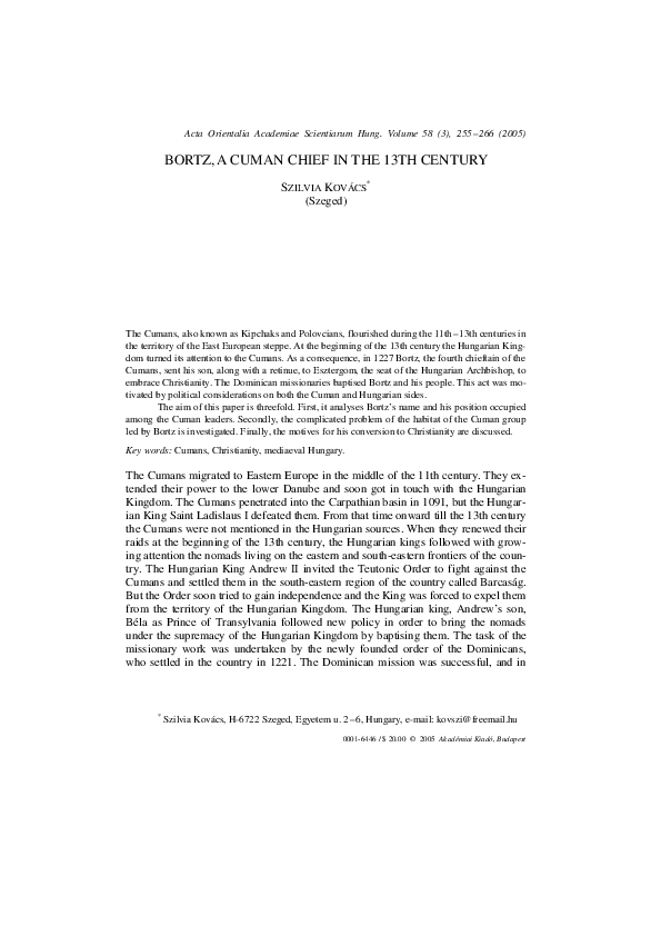 (PDF) Bortz, a Cuman Chief