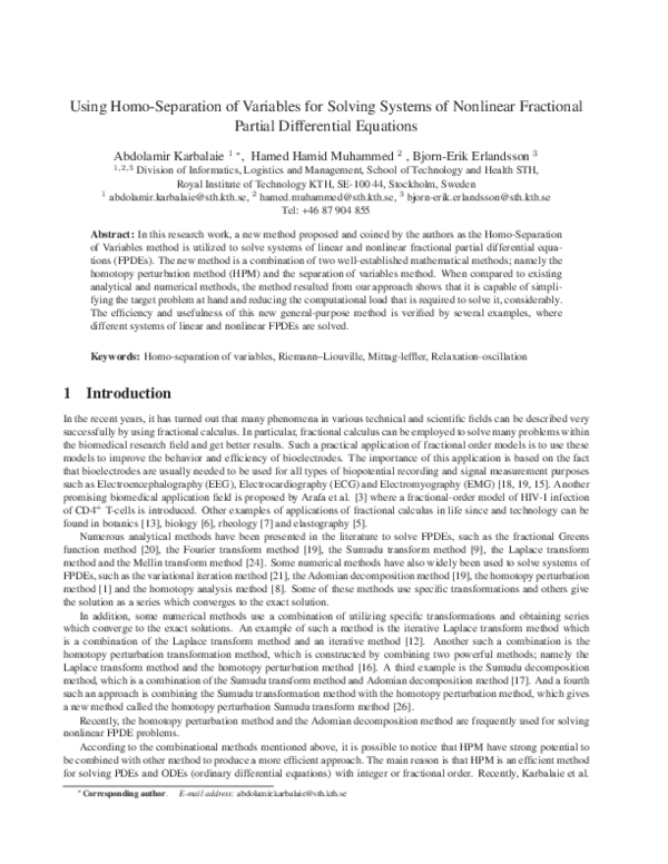 Pdf Using Homo Separation Of Variables For Solving Systems Of
