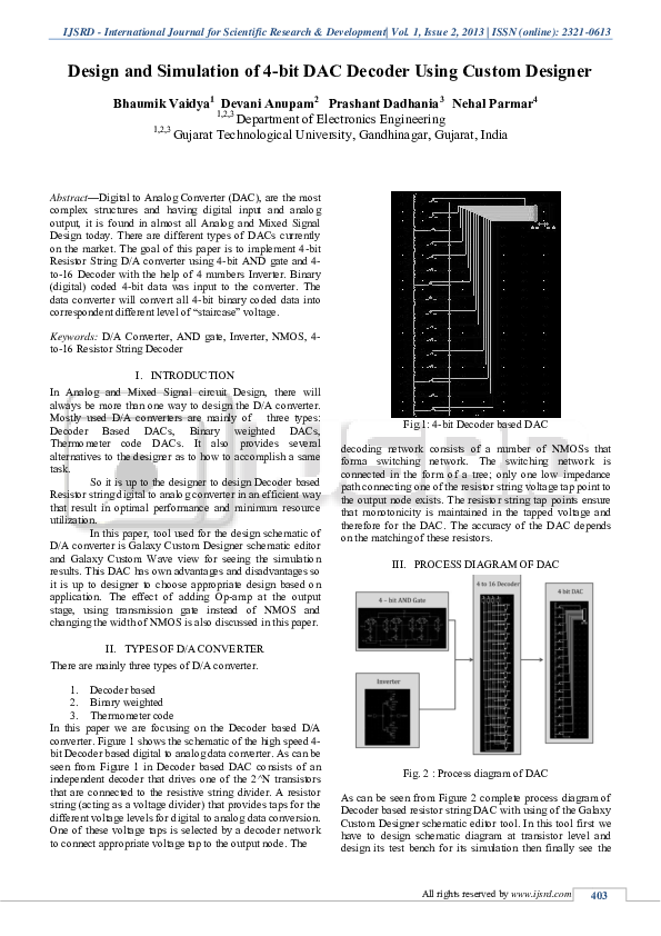 (PDF) Design and Simulation of 4-bit DAC Decoder Using Custom Designer