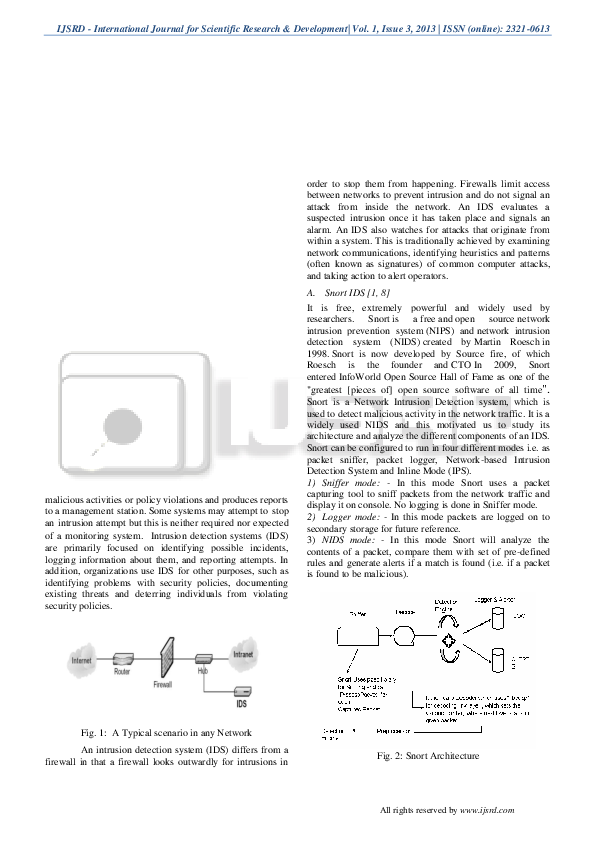 Pdf An Analysis Of Network Intrusion Detection System Using Snort