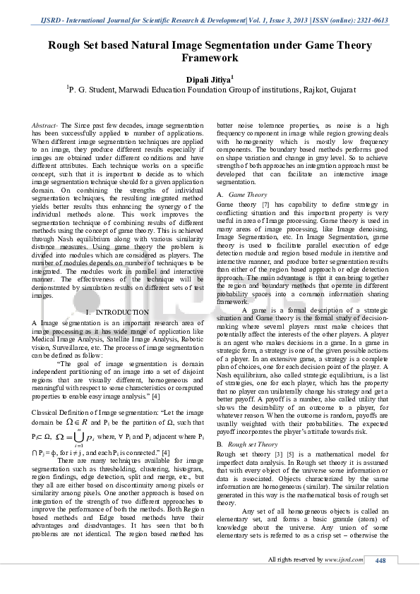 (PDF) Rough Set based Natural Image Segmentation under Game Theory Framework