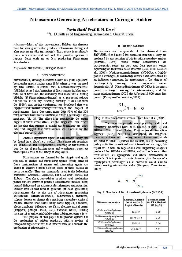(PDF) Nitrosamine Generating Accelerators in Curing of Rubber