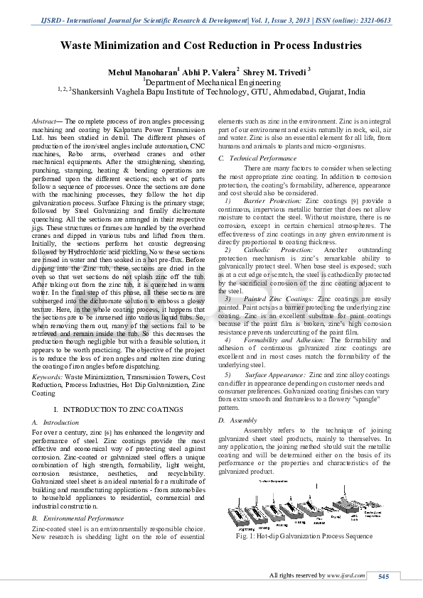 (PDF) Waste Minimization and Cost Reduction in Process Industries
